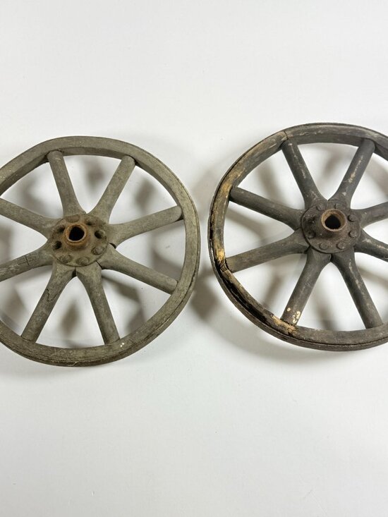 None | Accents | Antique 2 Wooden Wagon Wheels Iron Rim Rustic ...